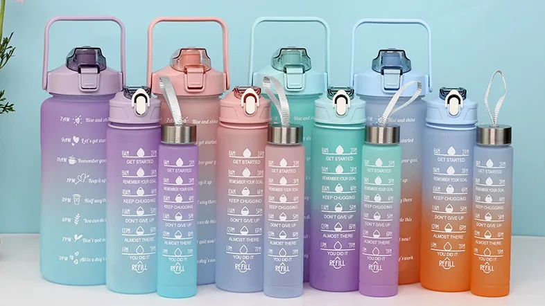 3 In 1set 2l Gallon Botella De Agua Bpa Free Plastic Gym Sports ...