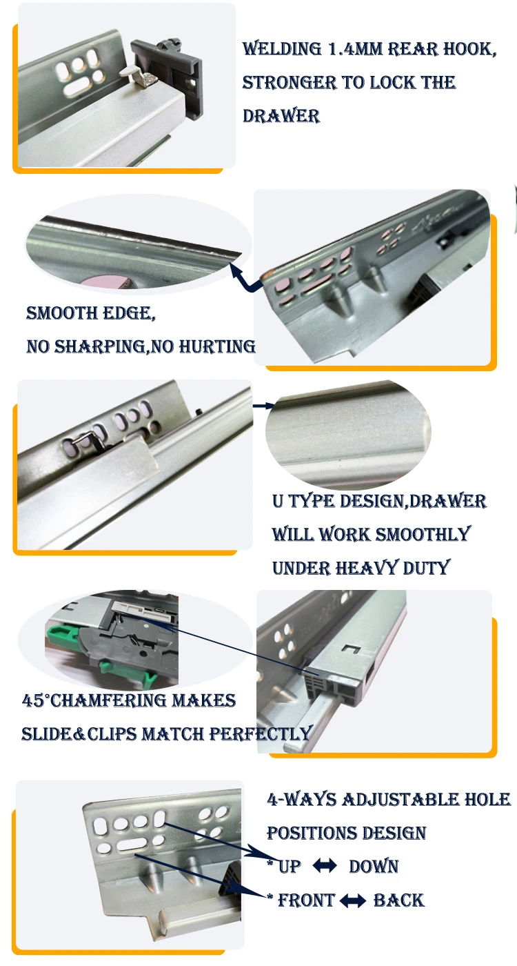 533 BOKE Undermount Soft Close Drawer Slides for Cabinets - OEM