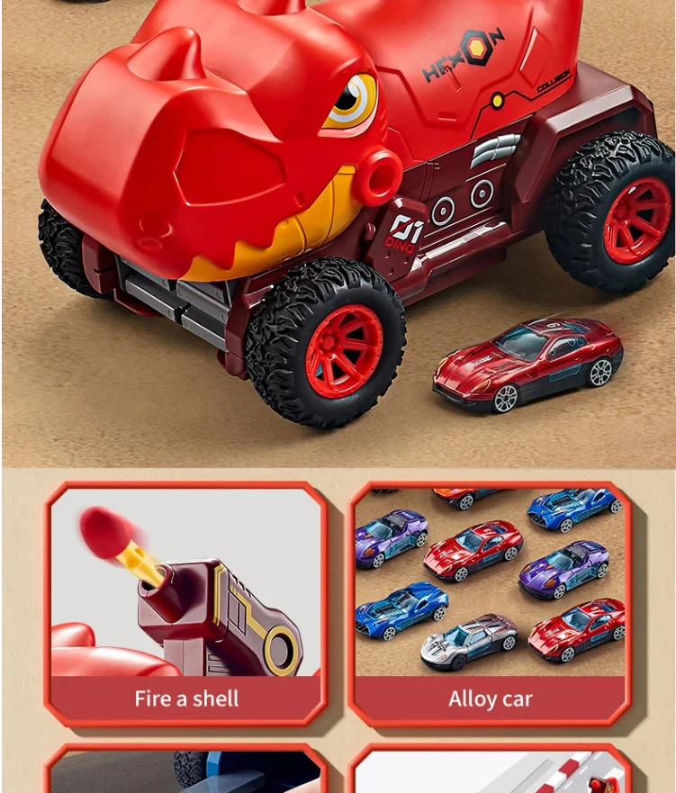 Cartoon Dinosaur Truck Inertia Ejection Shooting Bullet Deformable ...