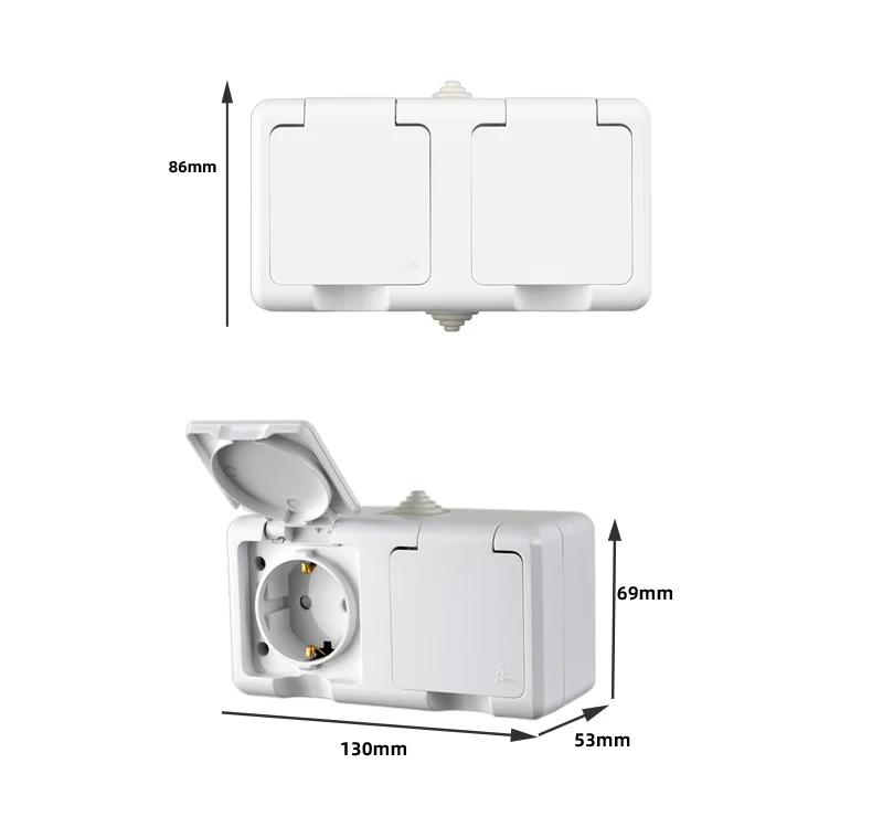 PHIDIAS Waterproof Outdoor IP54 Electric 2 Pin Socket