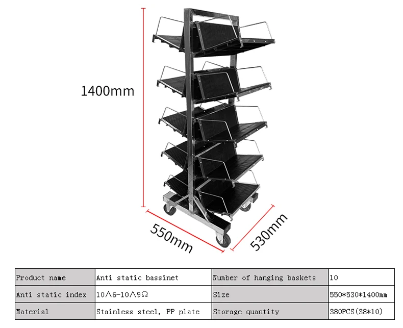 Stainless Steel Antistatic Smt Esd Pcb Storage Trolley Cart - Buy ...