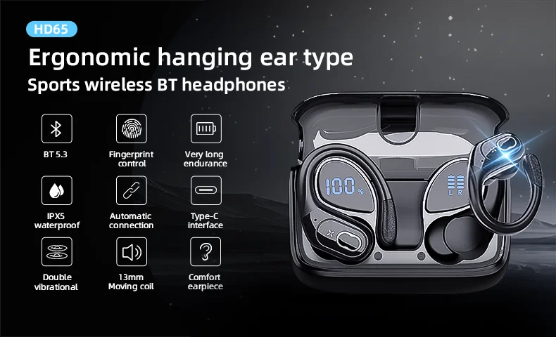 HD65 Waterproof Bone Conductor Earphones with ANC & ENC, TWS, Bluetooth ...
