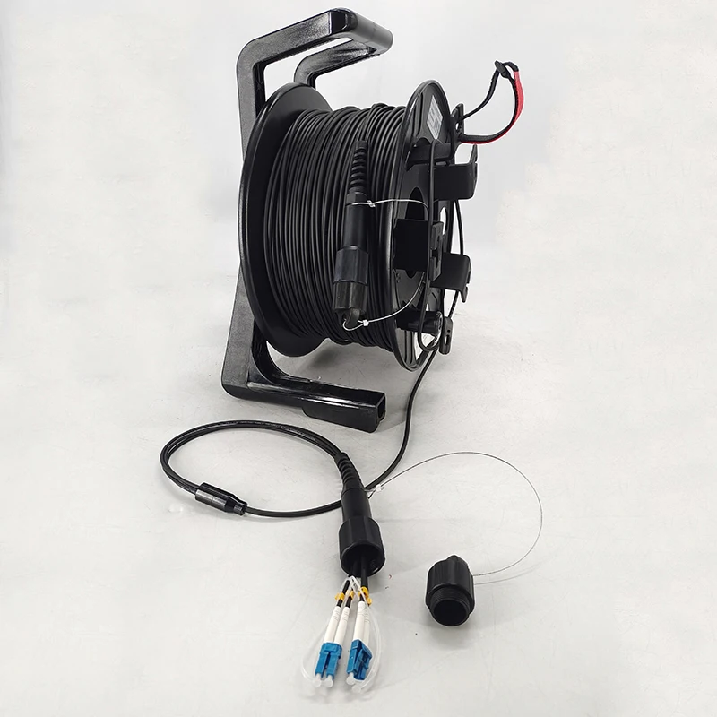 Portable retractable fiber optic cable reel with length 100M 200M 500M ...