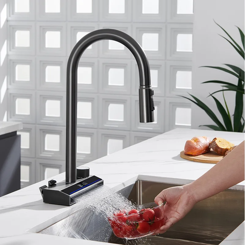 Modern Pull Down Single Handle Multifunctional Digital Display Flying ...