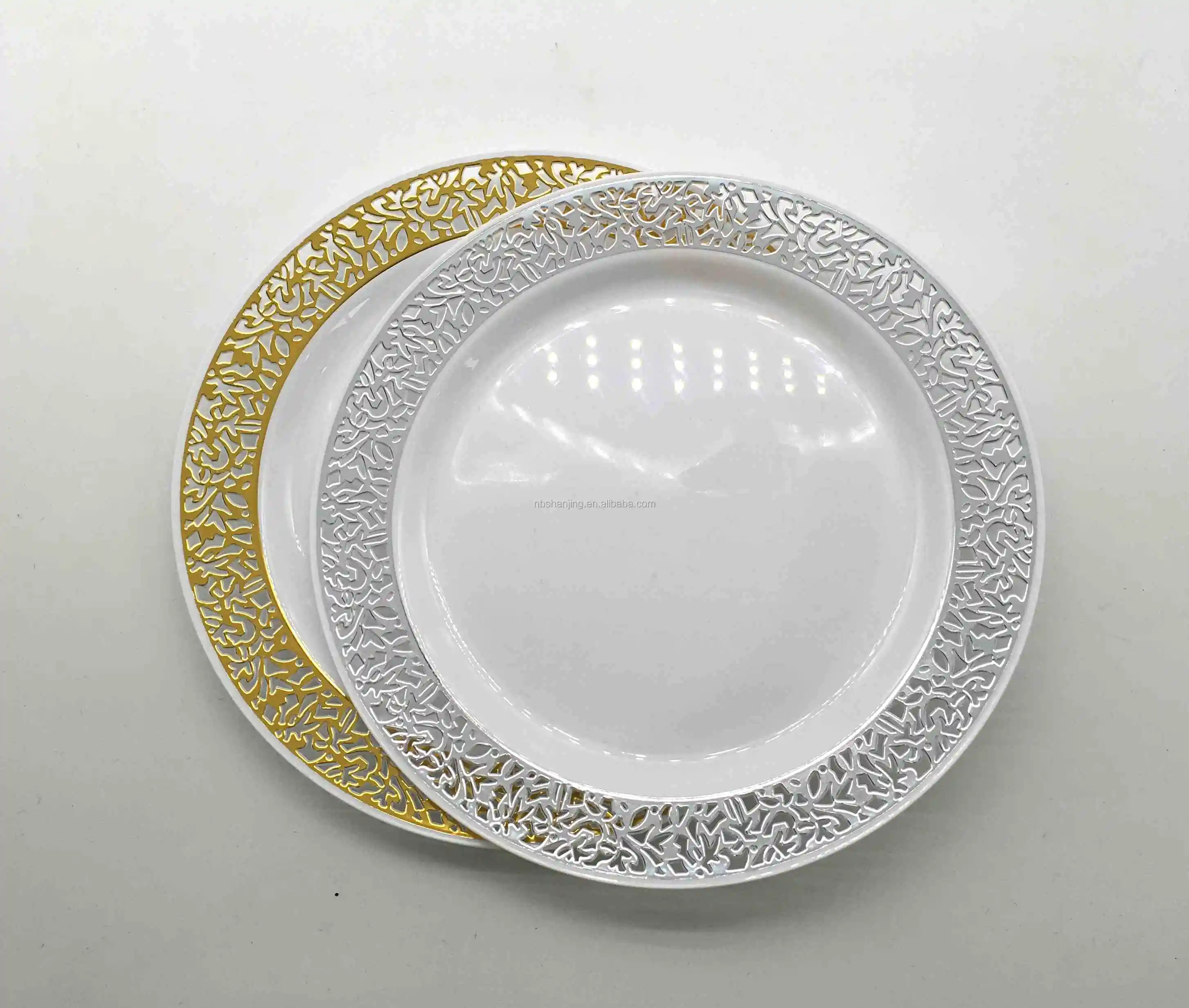 Wedding Dinner Gold Disposable Plastic Dish Plates Sets