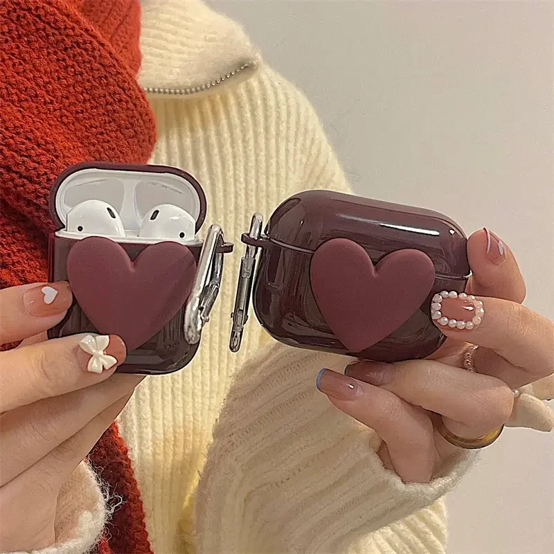 For Airpods 3 Cases Cute Heart Clear Earphone Case For Apple Airpod Pro ...