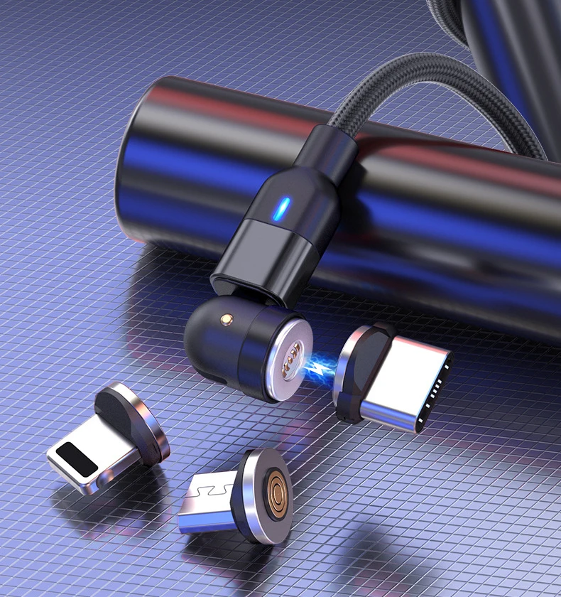 540 180 Degree Rotating 3a Fast Charging Magnet Usb Charger Data Cable ...