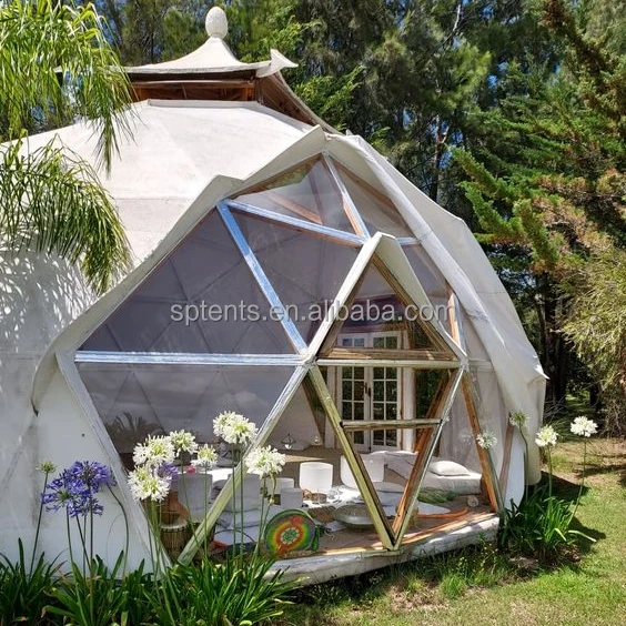 2024 New Design 6m 7m 8m Geodesic Glass Dome House Tent With Wood Color ...
