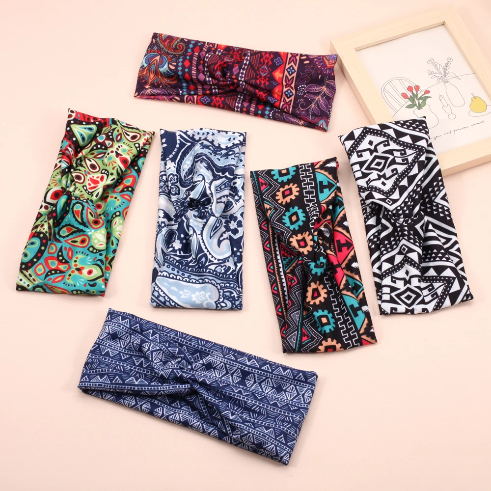 New Custom Boho Headbands Geometric Triangle Floral Check Stripe ...