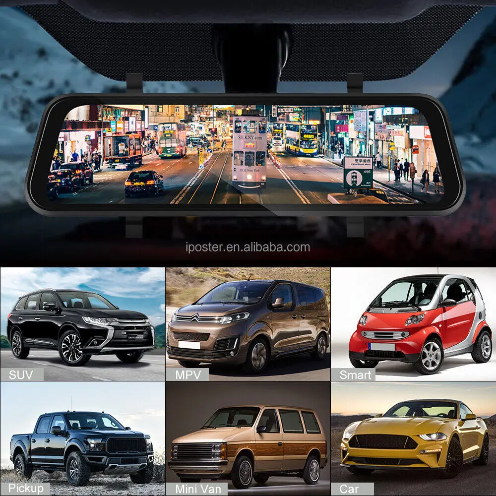 10 Inch Dual Dash Cam with Night Vision and Wireless Carplay