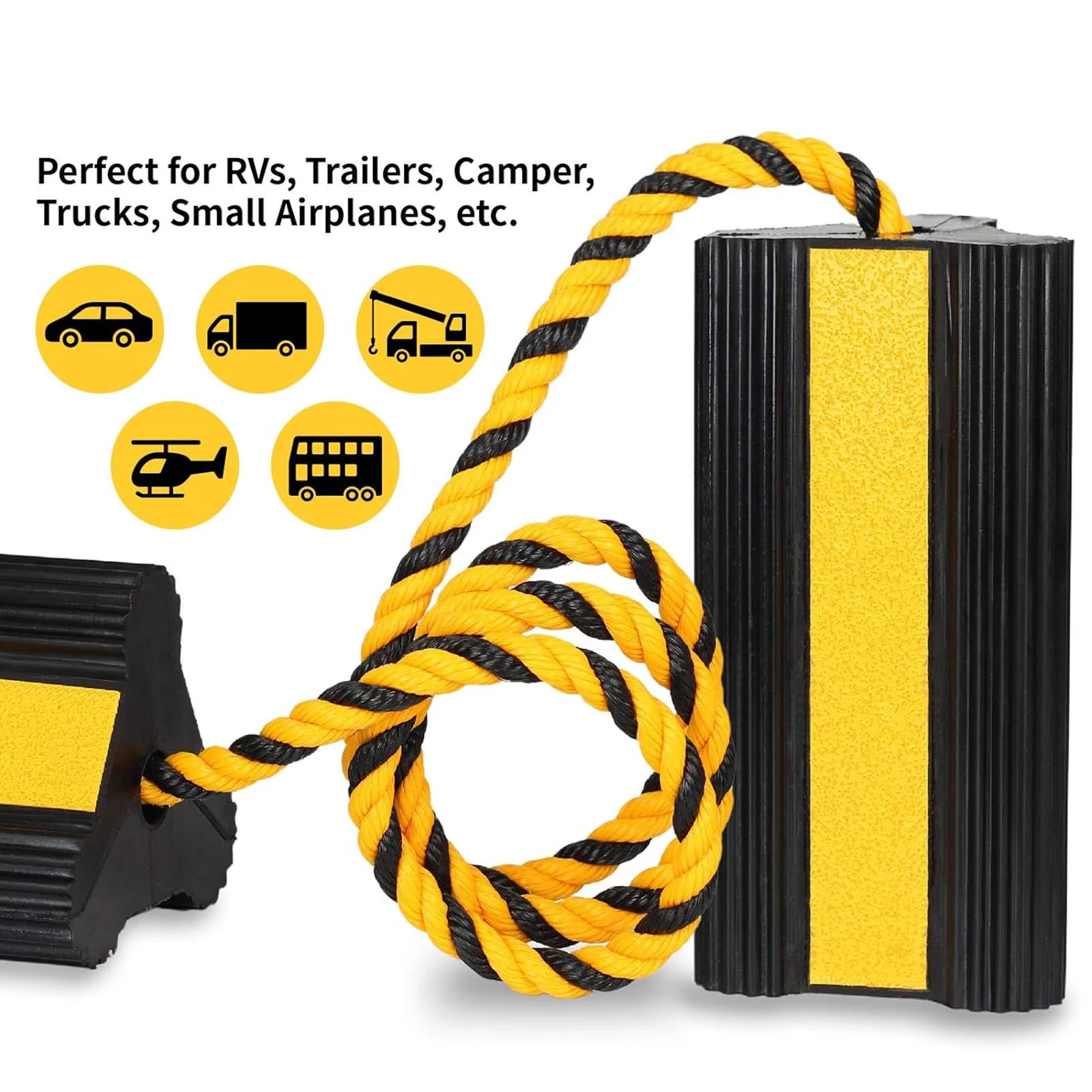Heavy Duty Rubber Dual Wheel Chocks With Rope - Buy Rubber Wheel Chocks ...