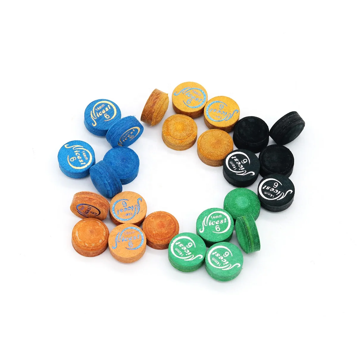 Shop Our Billiard Cue Tip Set - 50pcs Multi Color Leathers