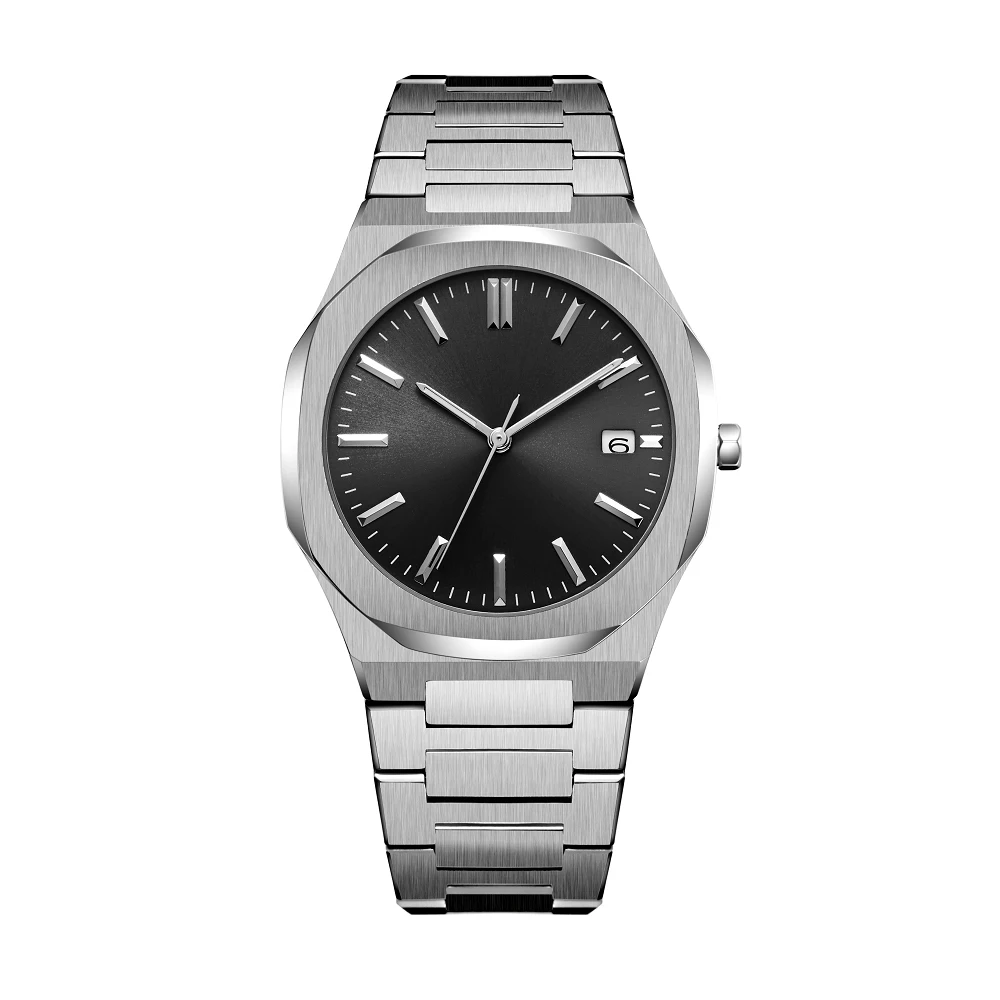 Luxury Brushed Stainless Steel Watch with Automatic Movement