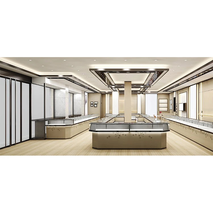 Luxury Gold Jewellery Display Cabinet Showcase Design Custom Lockable ...