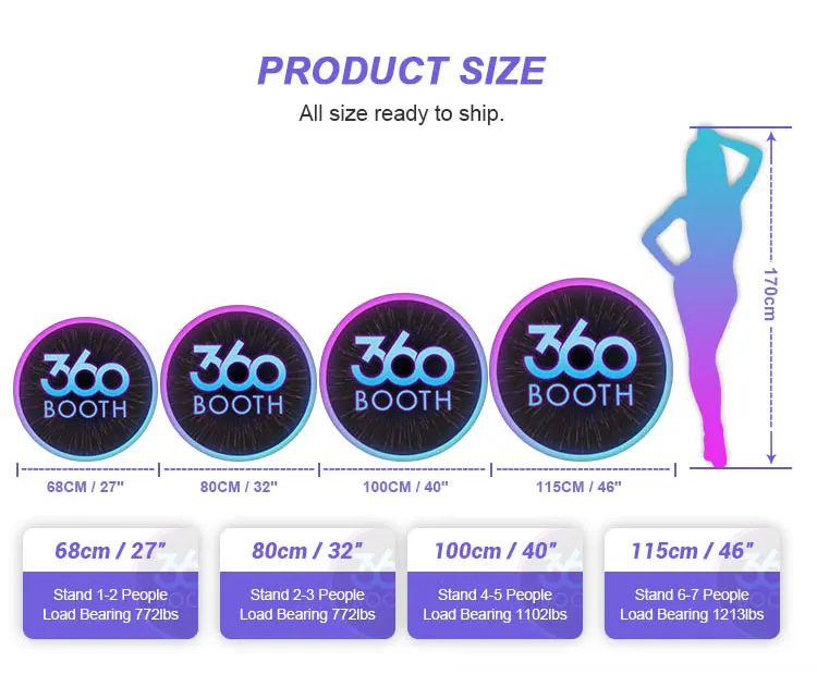 360 Video Booth For Photo Booth Rental Led Tempered Glass Free Custom ...