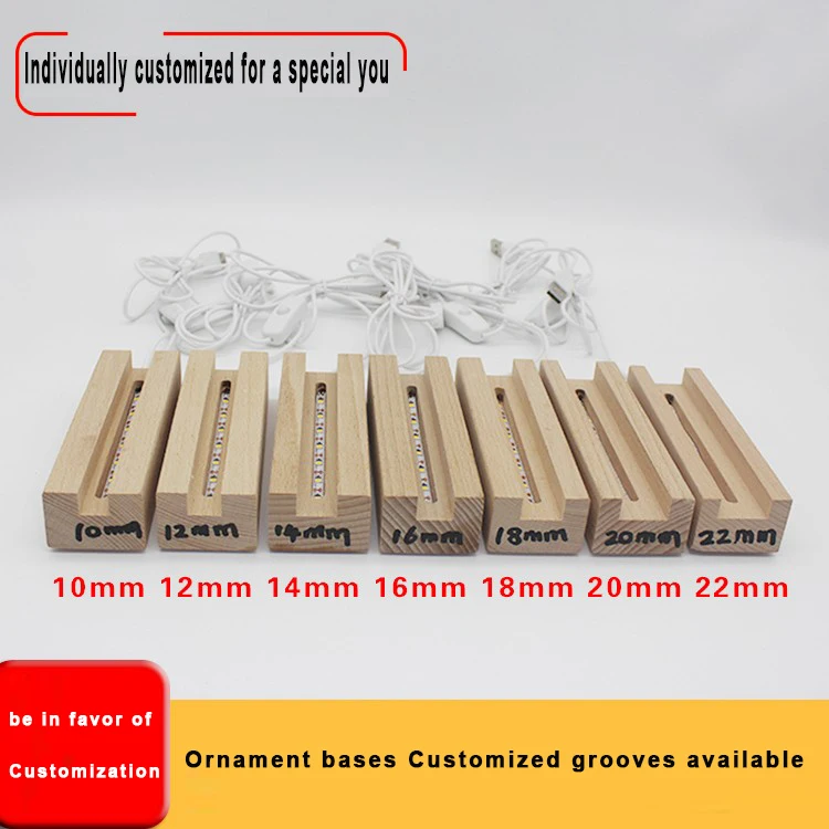 Solid Wood Rectangular Custom Through Slot Base Night Light Led ...