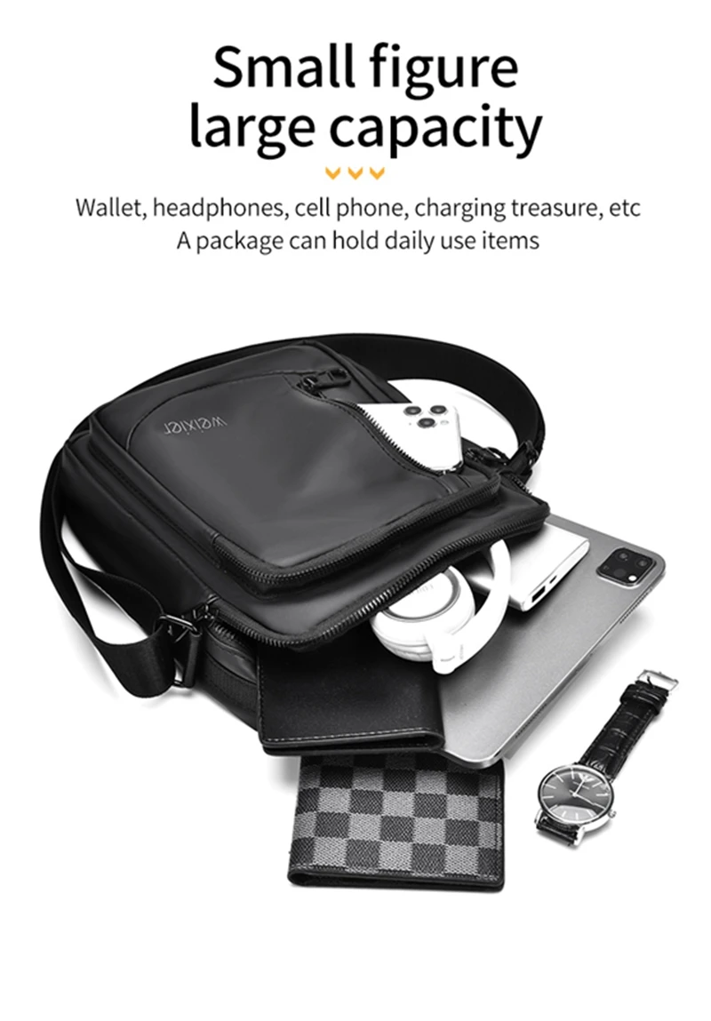 Morral Bandolera de Cuero para Hombre Weixier Impermeable Negro Mate GENERICO | falabella.com