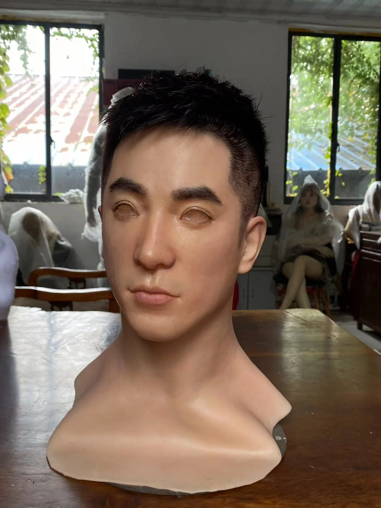 Custom Full Head Bareheaded Old Man Headgear Cosplay Silicone Mask