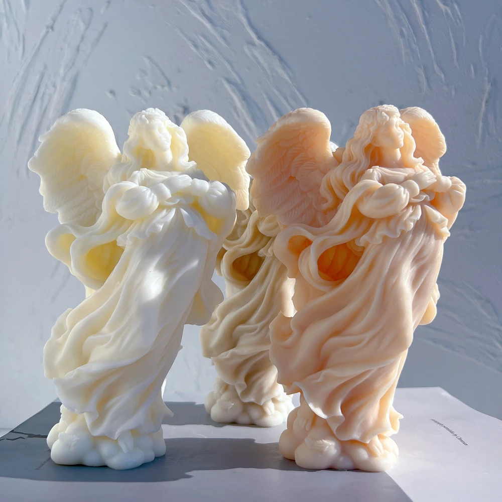 Angel Figurine Silicone Mold Art Sculpture Soy Wax Candle Mould Praying ...