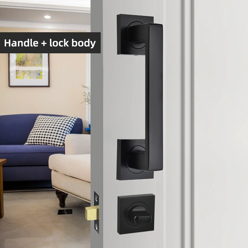 Modern Black Sliding Pull Handle Door Pull Single Side Door Lock Zinc ...