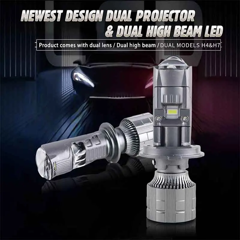 New Product A12 Car Led Dual Lens/high Beam Headlight H4 H7 Ac&dc 9-80v ...
