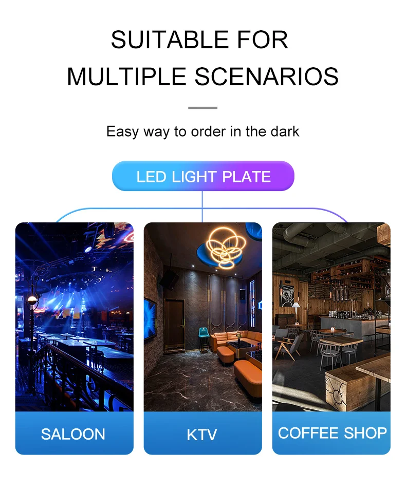 Personalized Led Menu A4 Paper 2 View Rechargeable Leather Blue - Buy ...