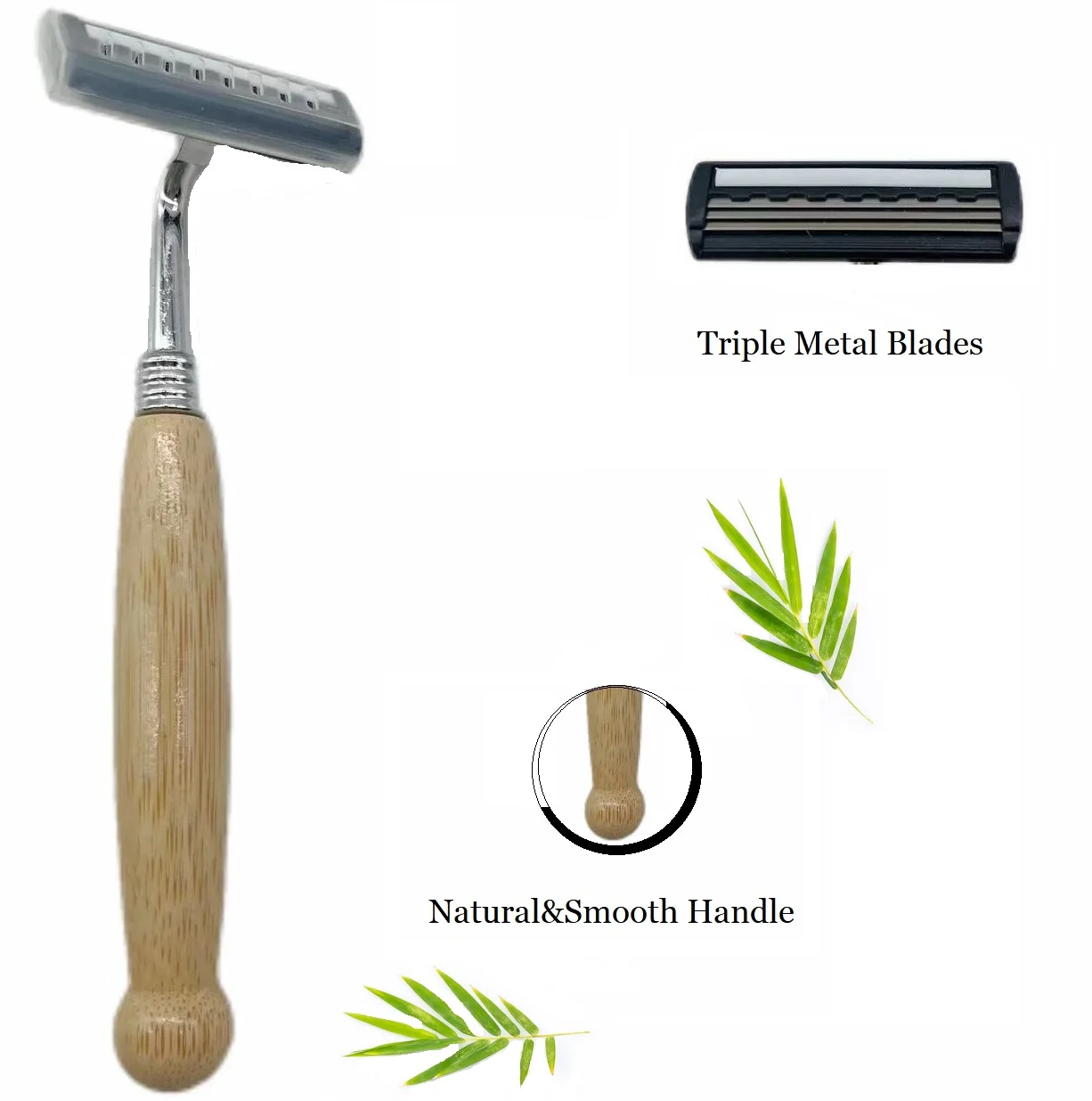 Premium Manual Men Beard Shaver Biodegradable Bamboo Portable Handle ...