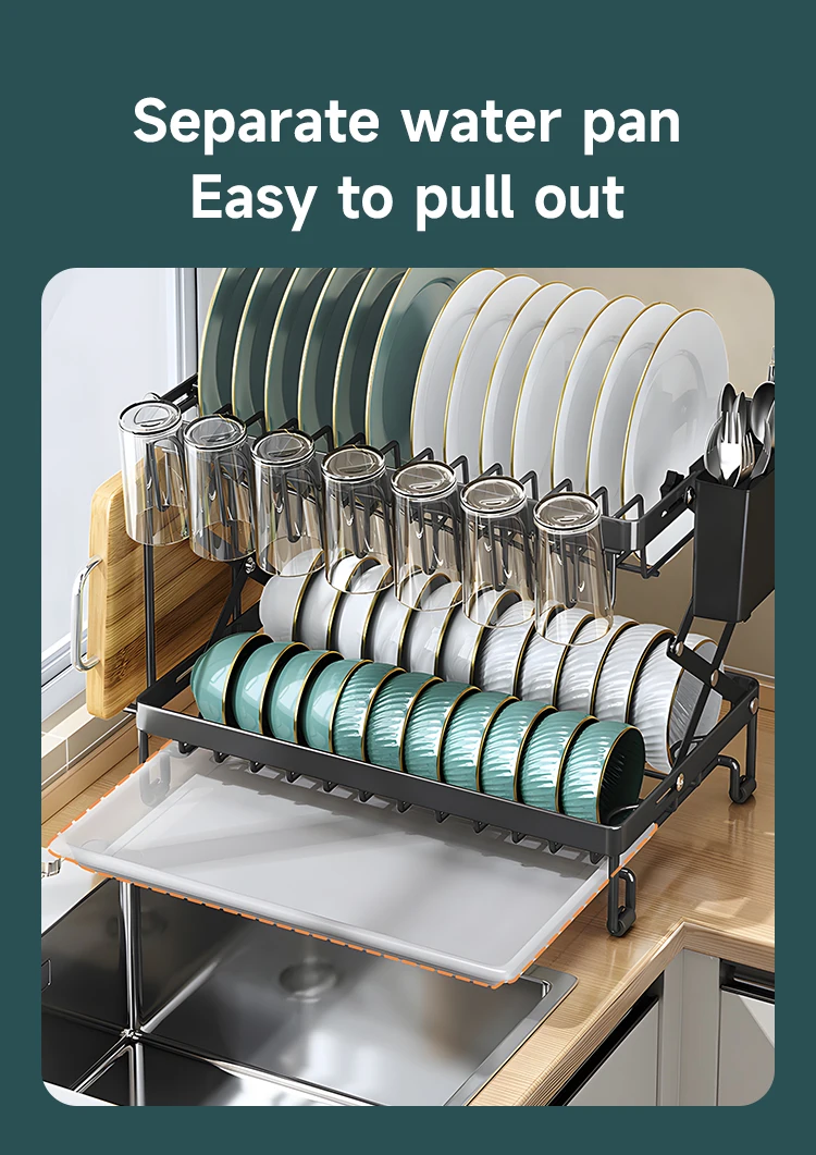 2 Tier Metal Kitchen X-shaped Collapsible Dish Rack Free Installation ...