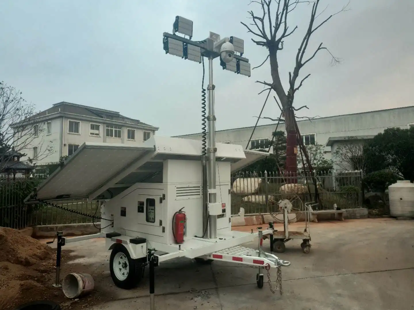 Telescopic Mast Mobile Surveillance Cctv Camera Solar Tower For ...