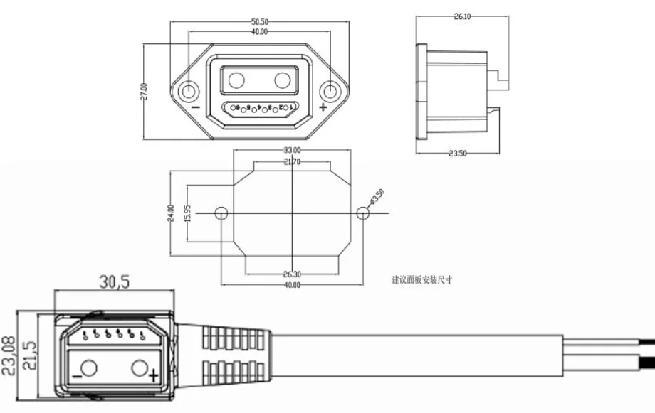 2+4 2+6 Pin D-Tap DTAP Connector Plug for Electric Bikes