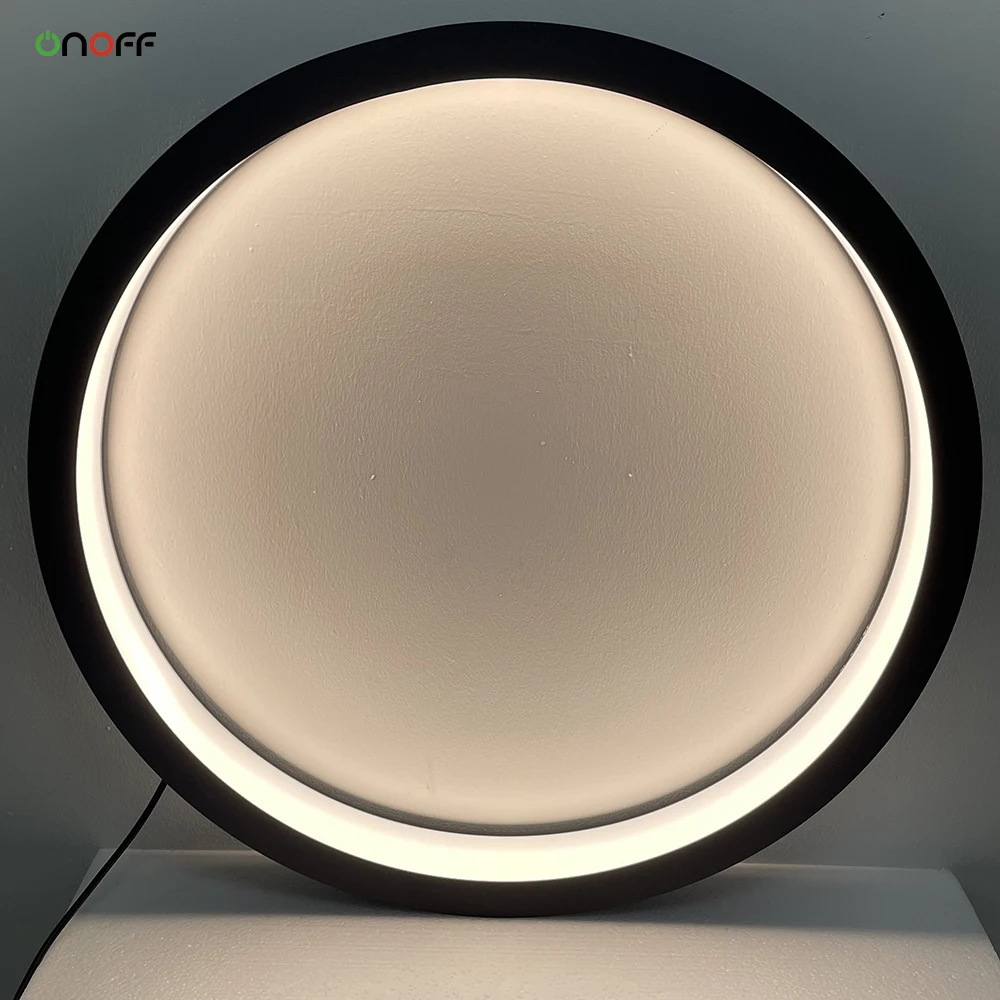 Inside outside emitting modern halo ring light fixture customized size circular profile pendant ...