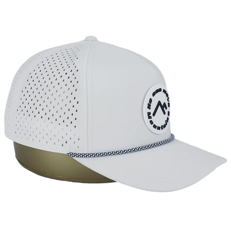 High Quality Custom 5 Panel Rubber PVC Logo Rope Baseball Cap