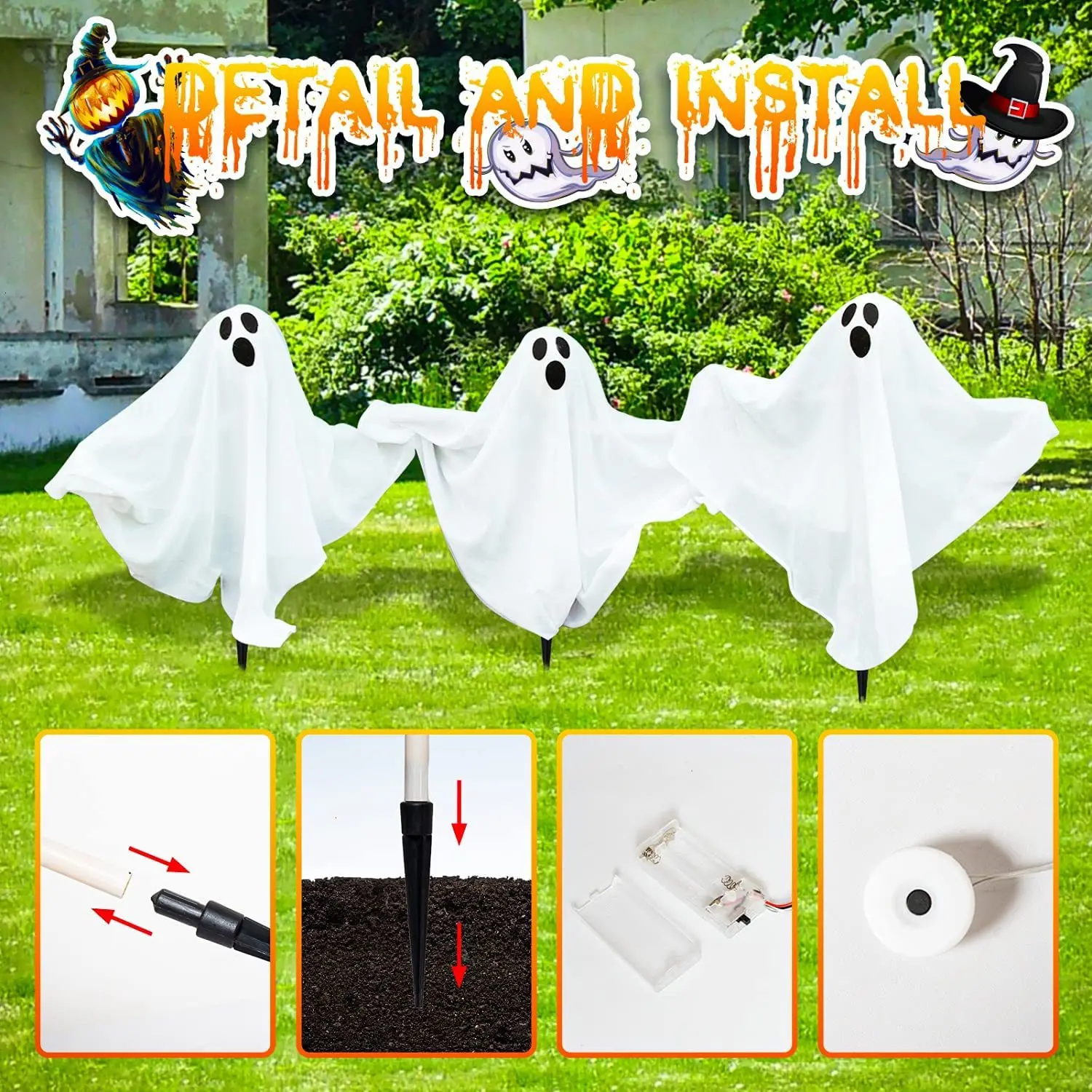 Halloween Led Light Up Eyes Motion Activated Animated Hanging Corpse ...