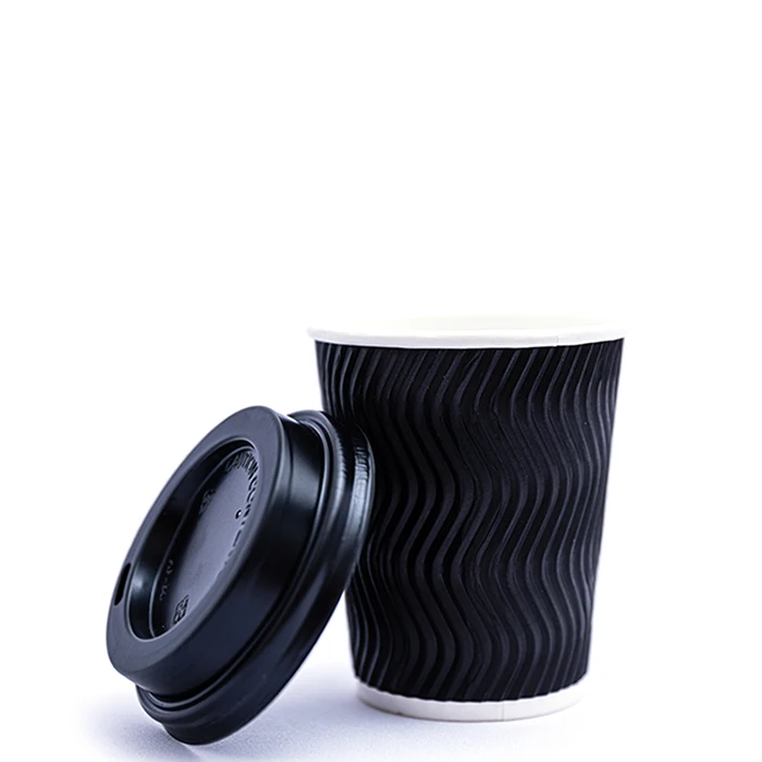 Wholesale Custom Cup Biodegradable Pla Compostable Black Ripple Wall ...