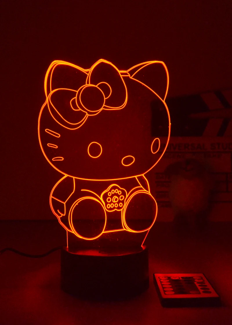 Acrylic Hello Kitty Night Lights Personalized Christmas Table Led Lamp ...