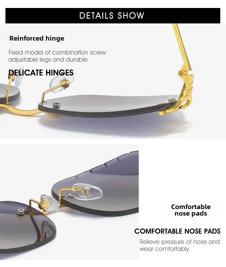 Frameless Diamond-cut square Sunglasses for Women European and American ...