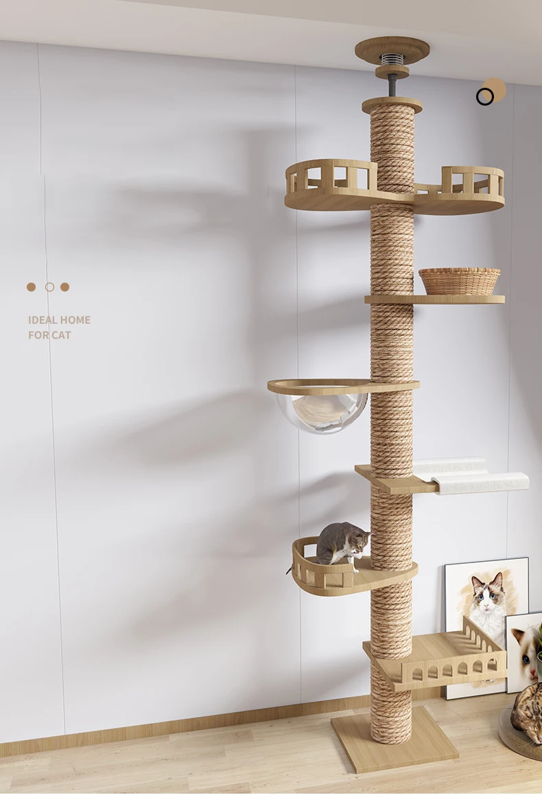 Modern Cat Ceiling Tree Tower Large Cats Condo Tree Play Furniture ...
