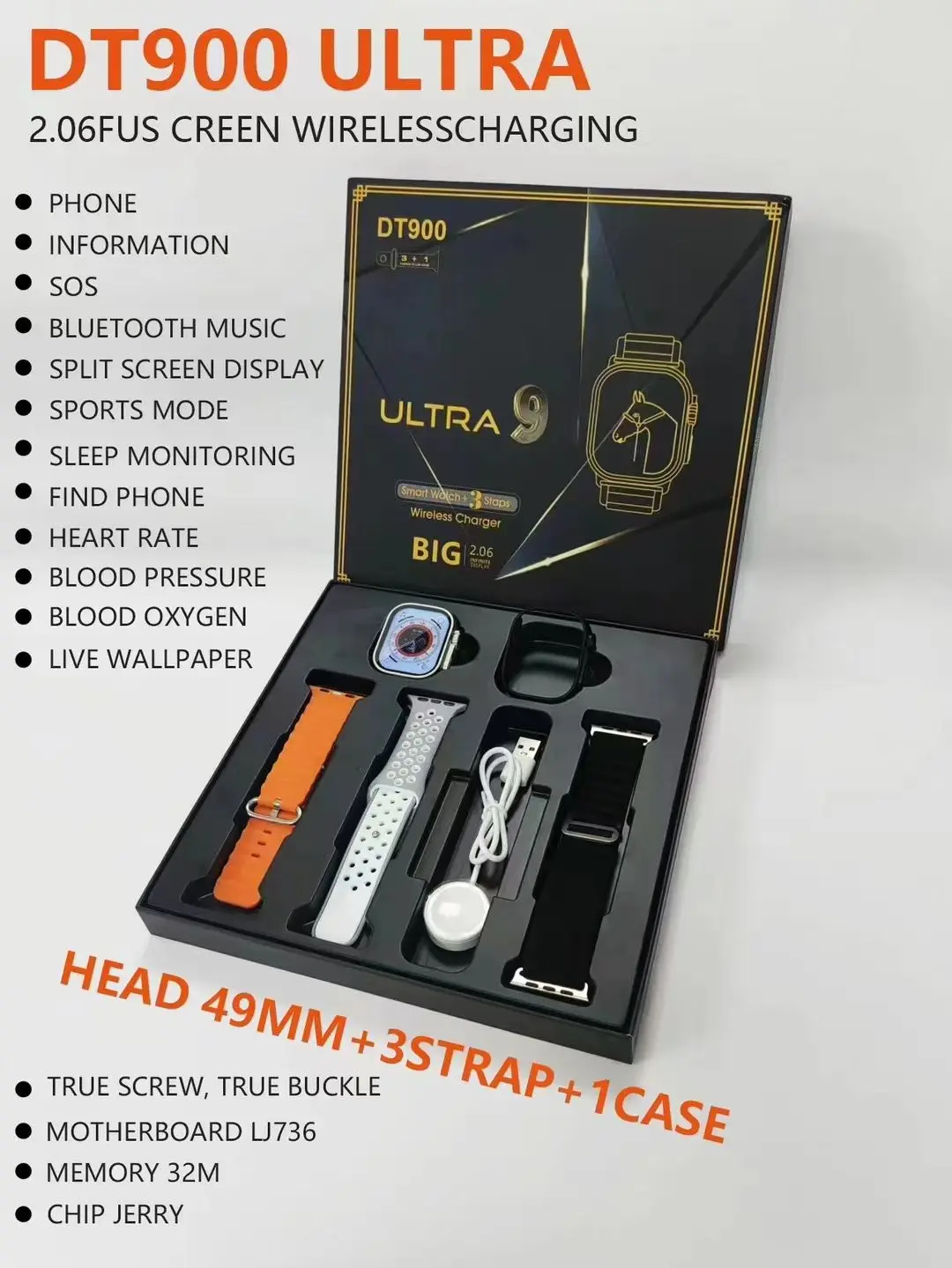 2023 Dt900 Ultra 7 In1 Watch Strap Smartwatch Wireless Bt Calling Gift ...