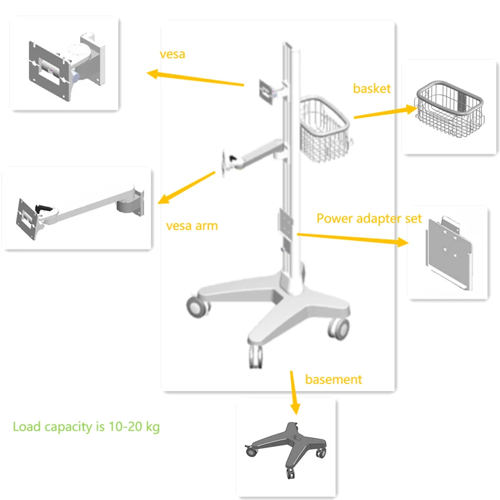 Patient Monitor Trolley - Hospital Vital Sign Monitor Cart