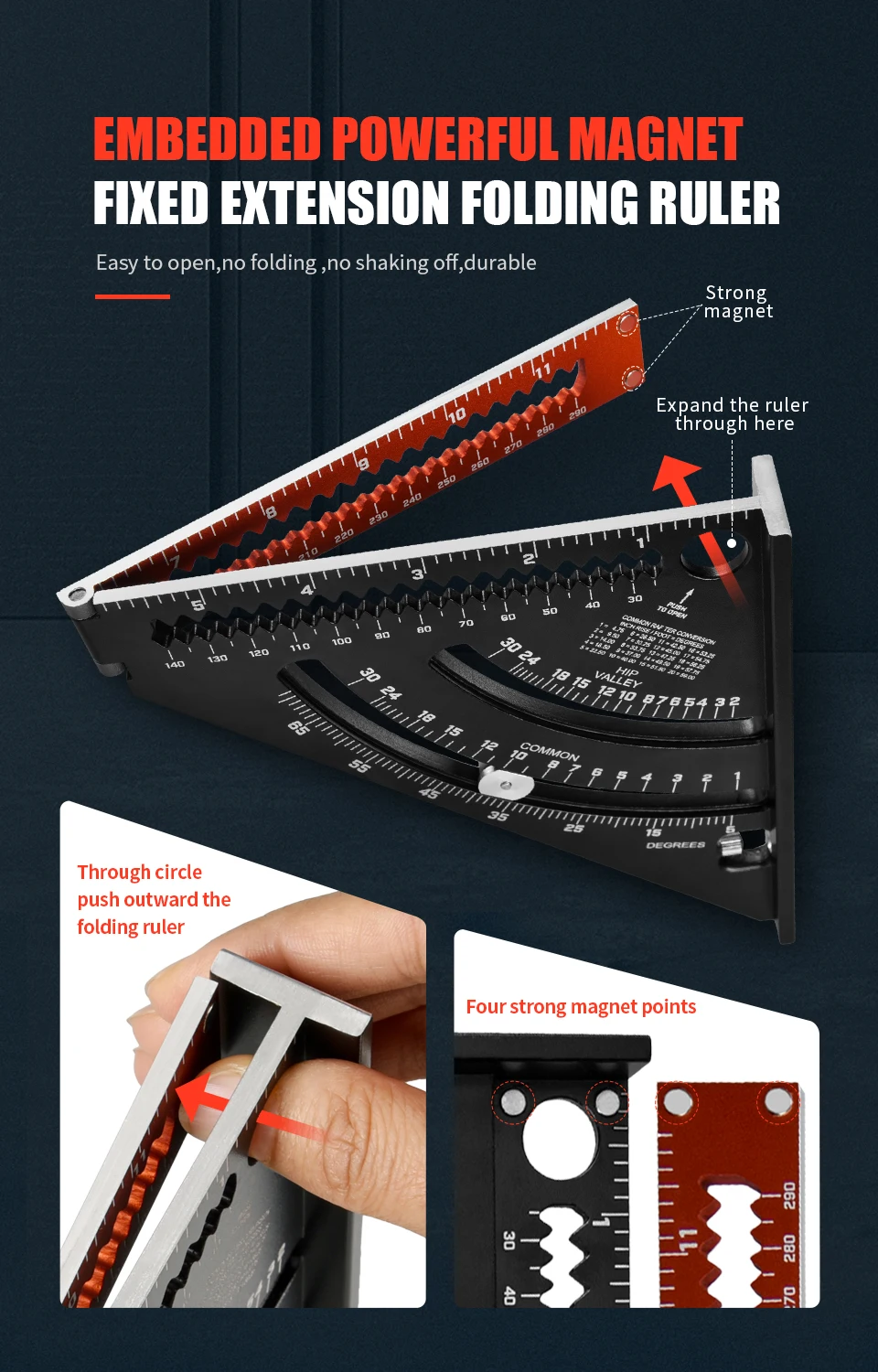 7 Inch Folding Triangle Ruler - Durable & Versatile Tool