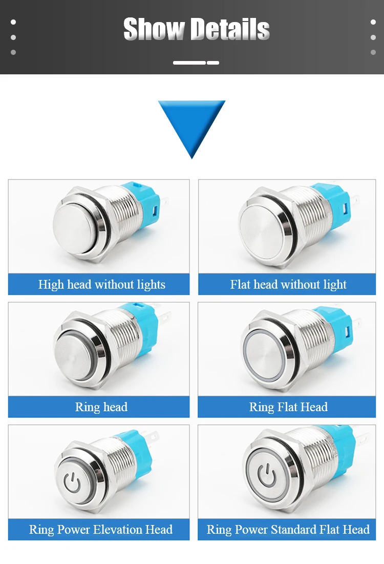 IP68 Momentary Led Pushbutton Switch Stainless Steel Oxidized Black ...