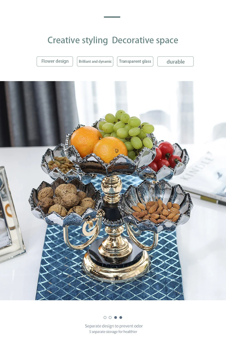 European Style Crystal Glass Snack Tray for Modern Living