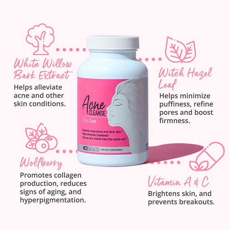 Acne Supplement Skin Care Anti Acne Cleanse Capsule Vegan Acne Capsule ...