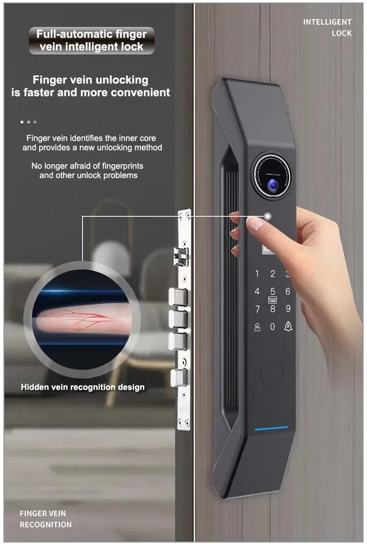 Smart Metal 3D Face Unlock Recognition Smart Door Lock with WIFI Tuya ...
