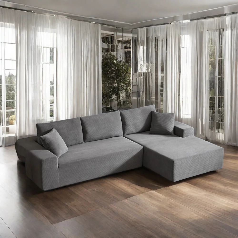 Hot Selling Modern L-shaped Sectional White Sky Modular Compressed Sofa ...