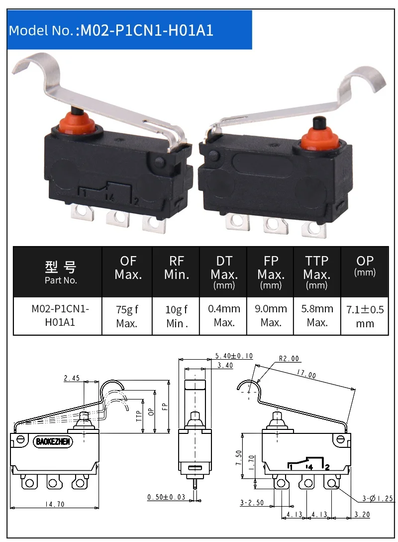 Baokezhen Contactor Roller Shutter Limit Switch Mounting Electric Micro Switch 12v Pin Plunger ...