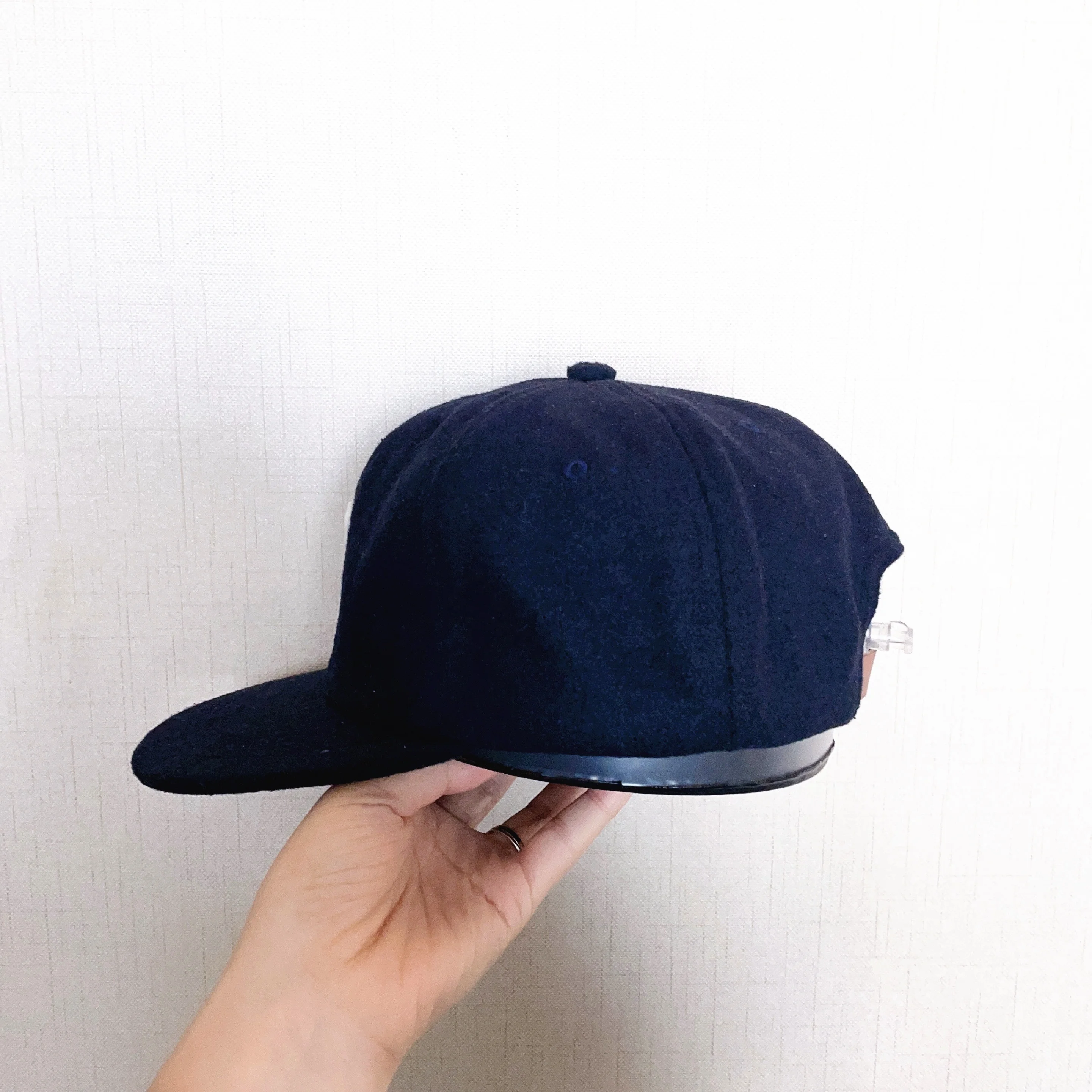 Custom Felt Logo Woolen Flat Brim Unstructured 6 Panel Hats