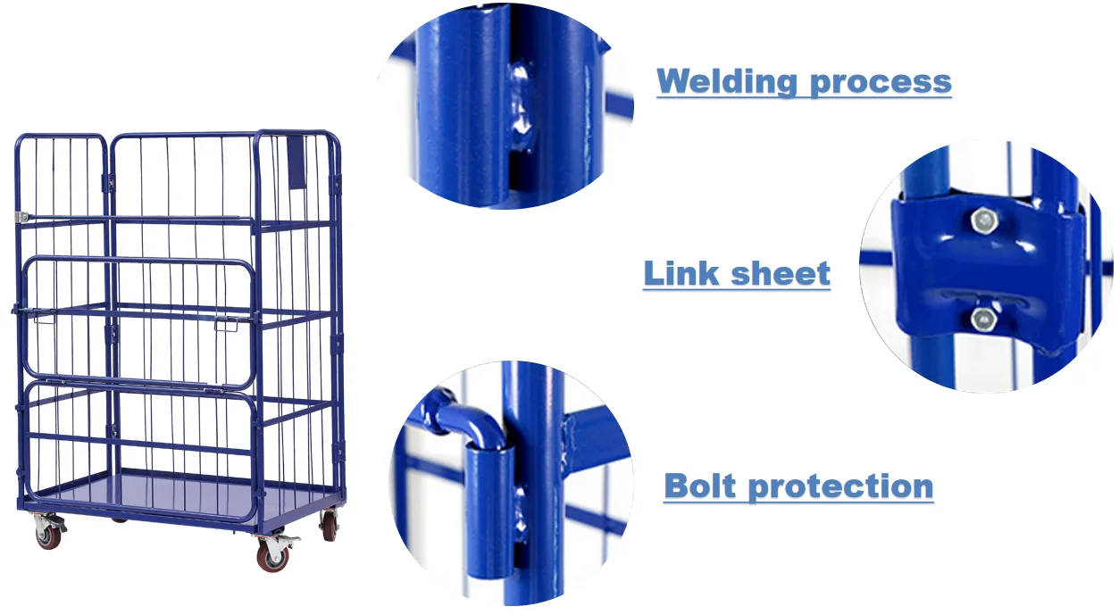 Warehouse Logistics Trolley Foldable 4-Sided 500kg Durable Logistics ...