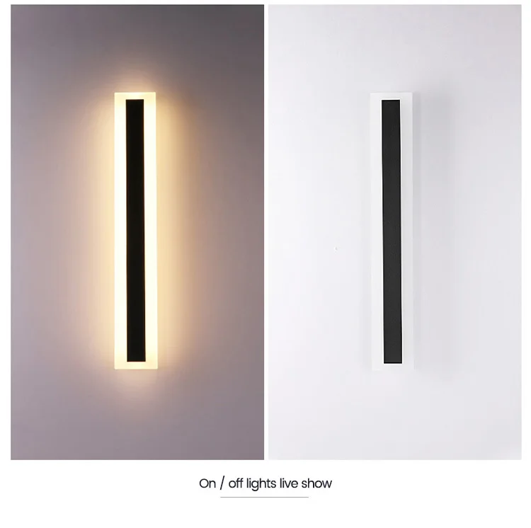 Modern Outdoor Exterior Linear Strip Wall Lamp Warm White Garden Sconce ...