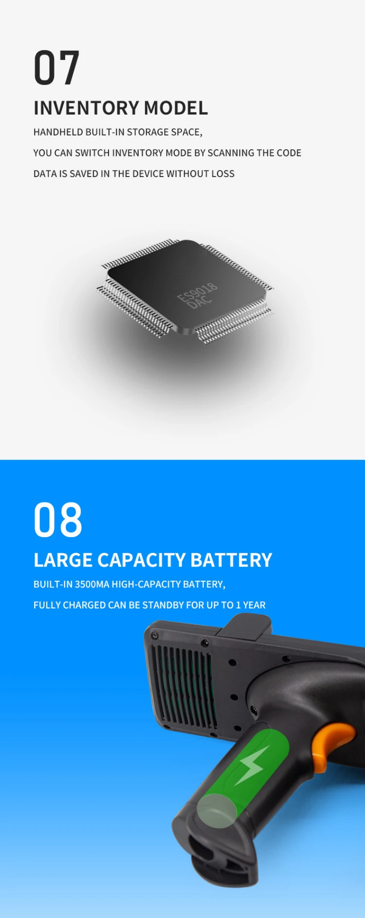 Portable RFID Scanner with QR Code Handheld Reader